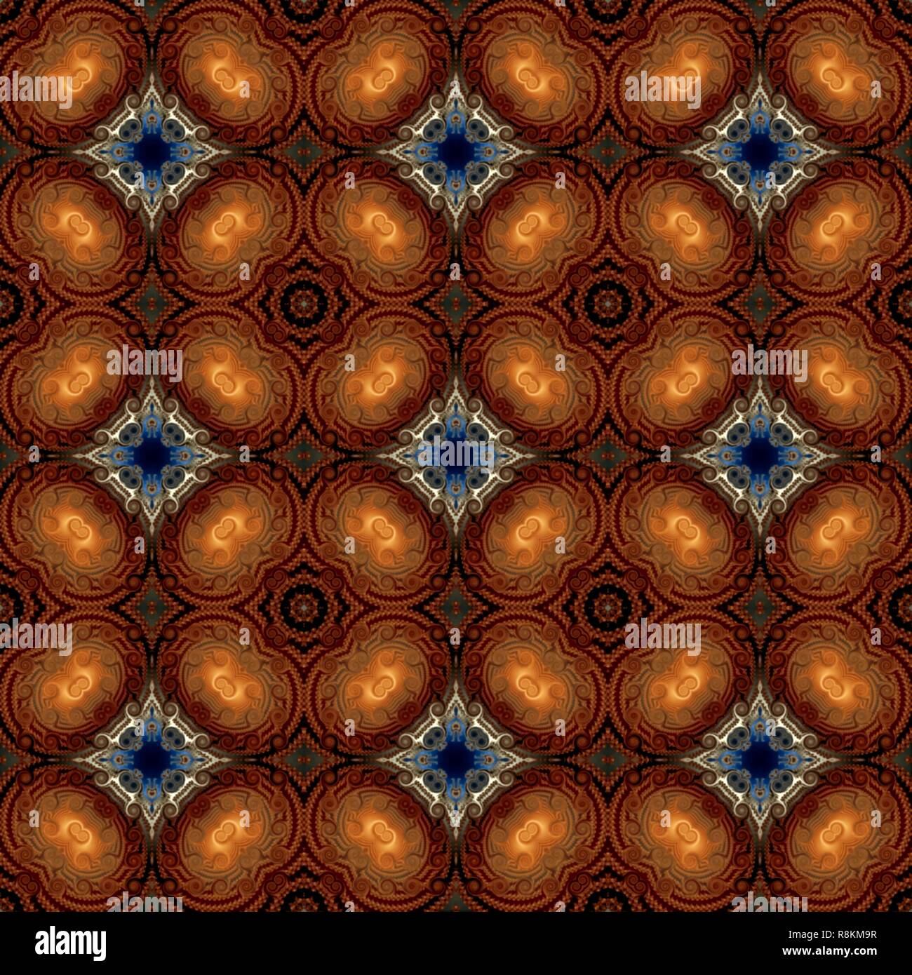 Seamless raster pattern in oriental style Flower psychedelic mosaic ...