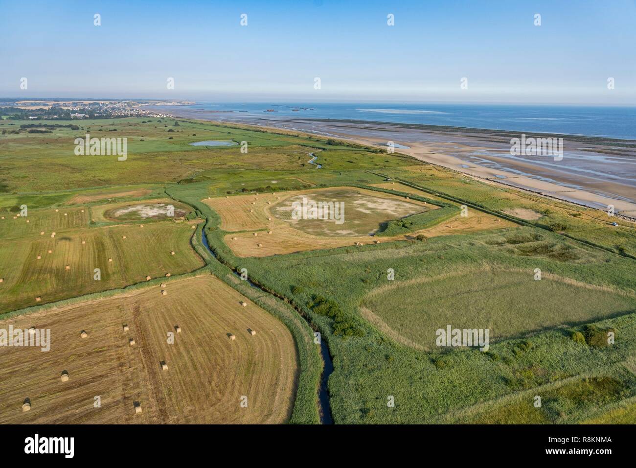 France, Normandie, Calvados, Asnelles, Gold Beach, the swamp (aerial ...