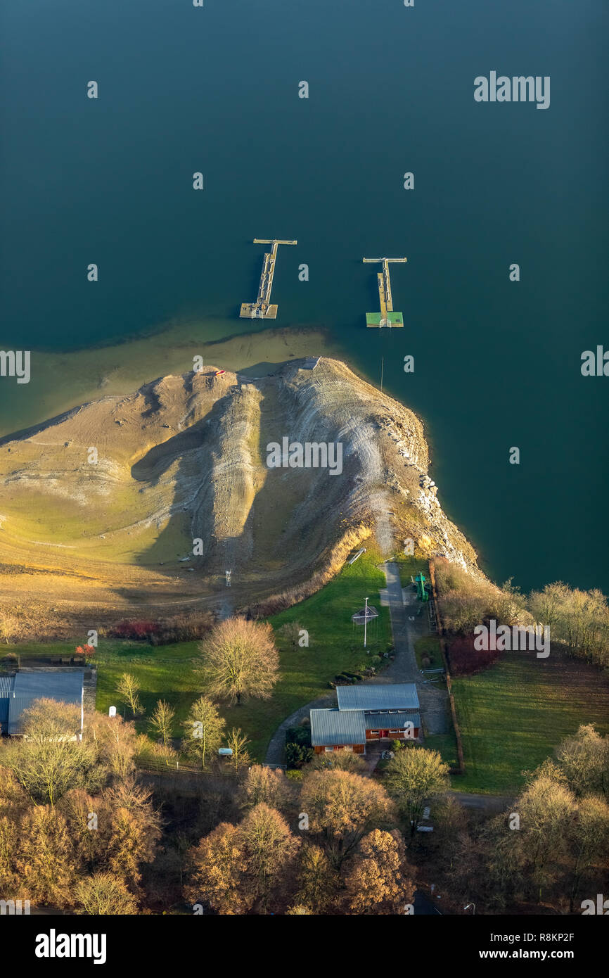 Low water on the Hennesee, Berghausen, Meschede, Sauerland, North Rhine ...