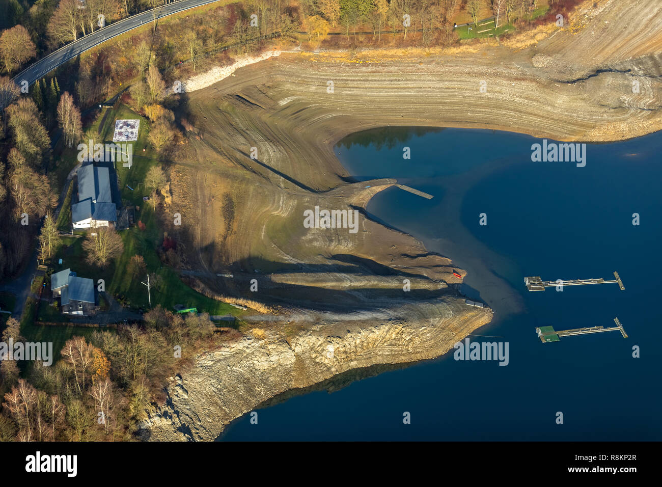 Low water on the Hennesee, Berghausen, Meschede, Sauerland, North Rhine ...