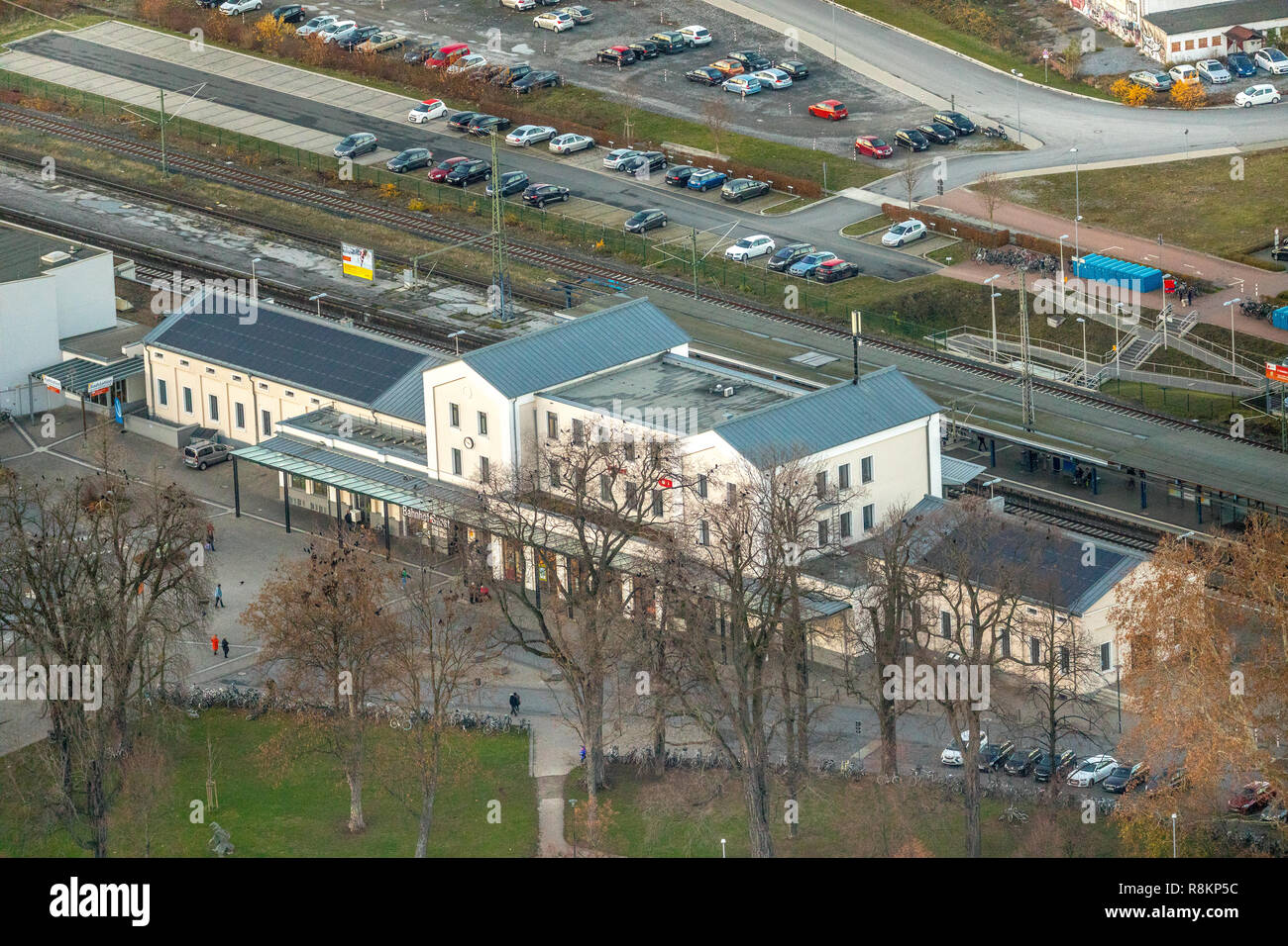 Aerial view, station building, shopping center City Center GmbH ...
