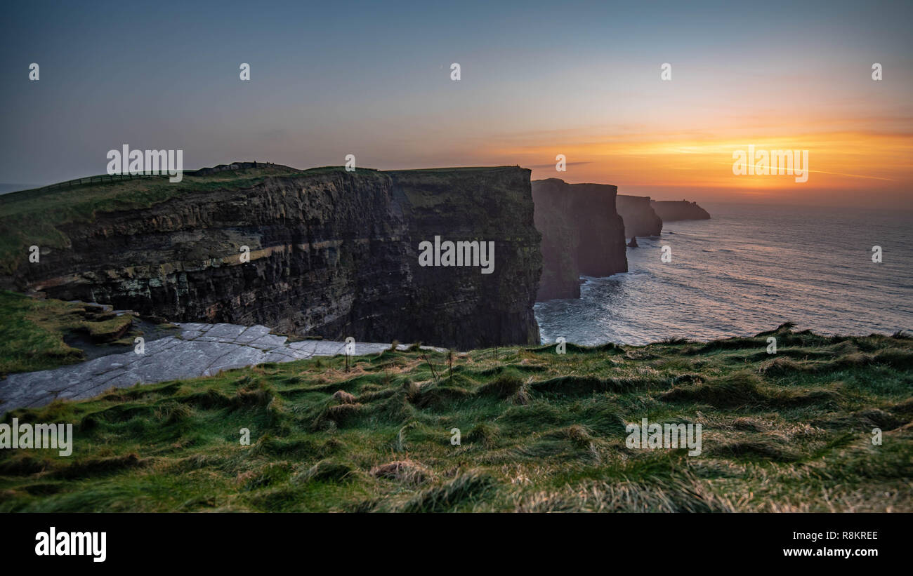 Sunset at Cliffs of Moher in Ireland Stock Photo - Alamy