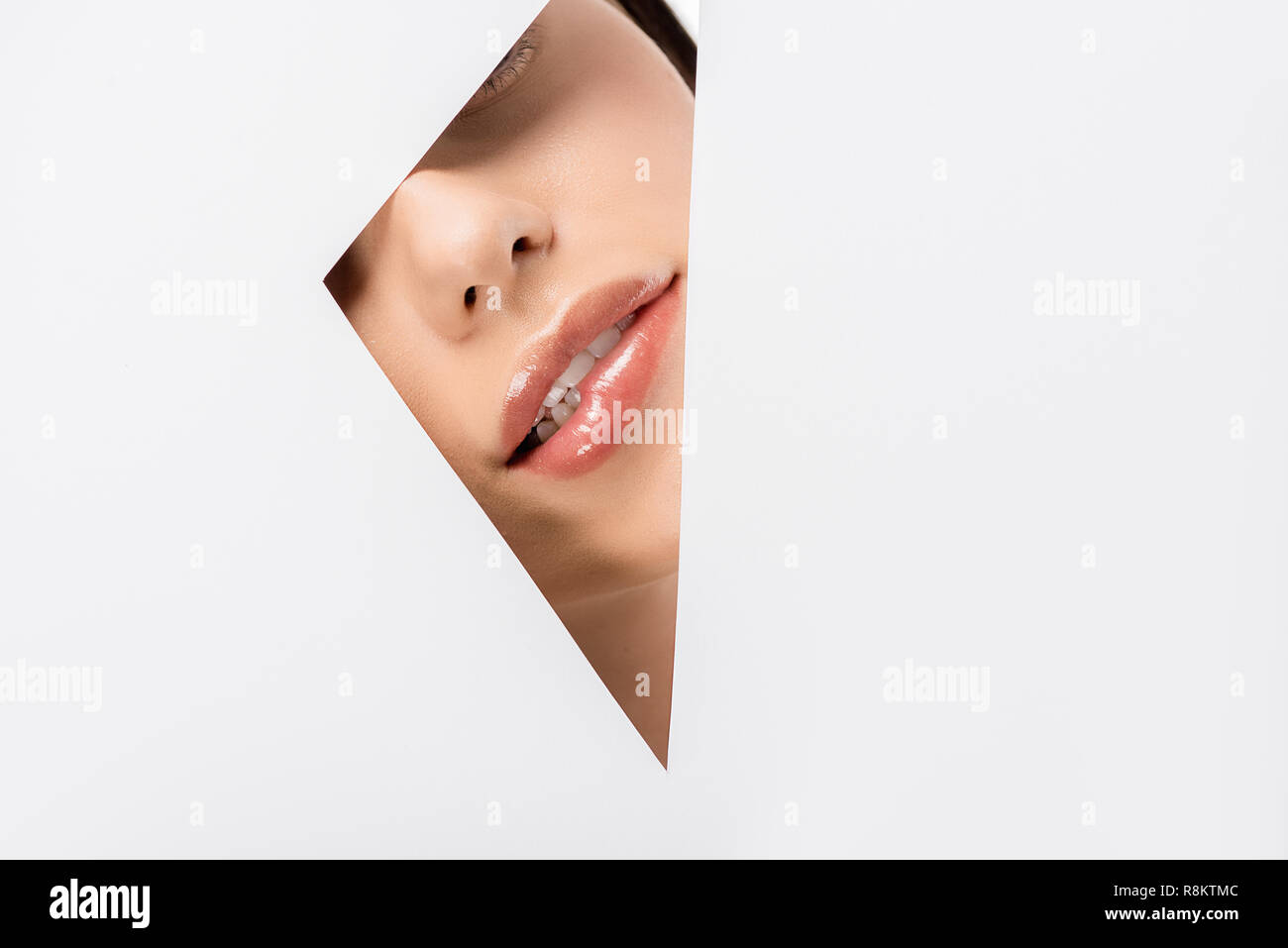 Woman biting lip lips hi-res stock photography and images - Alamy