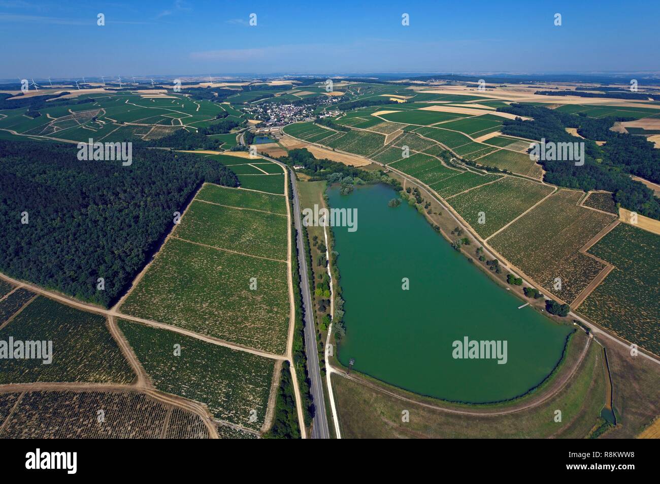 France, Yonne, Beine, the vineyard of Chablis (aerial view Stock Photo ...