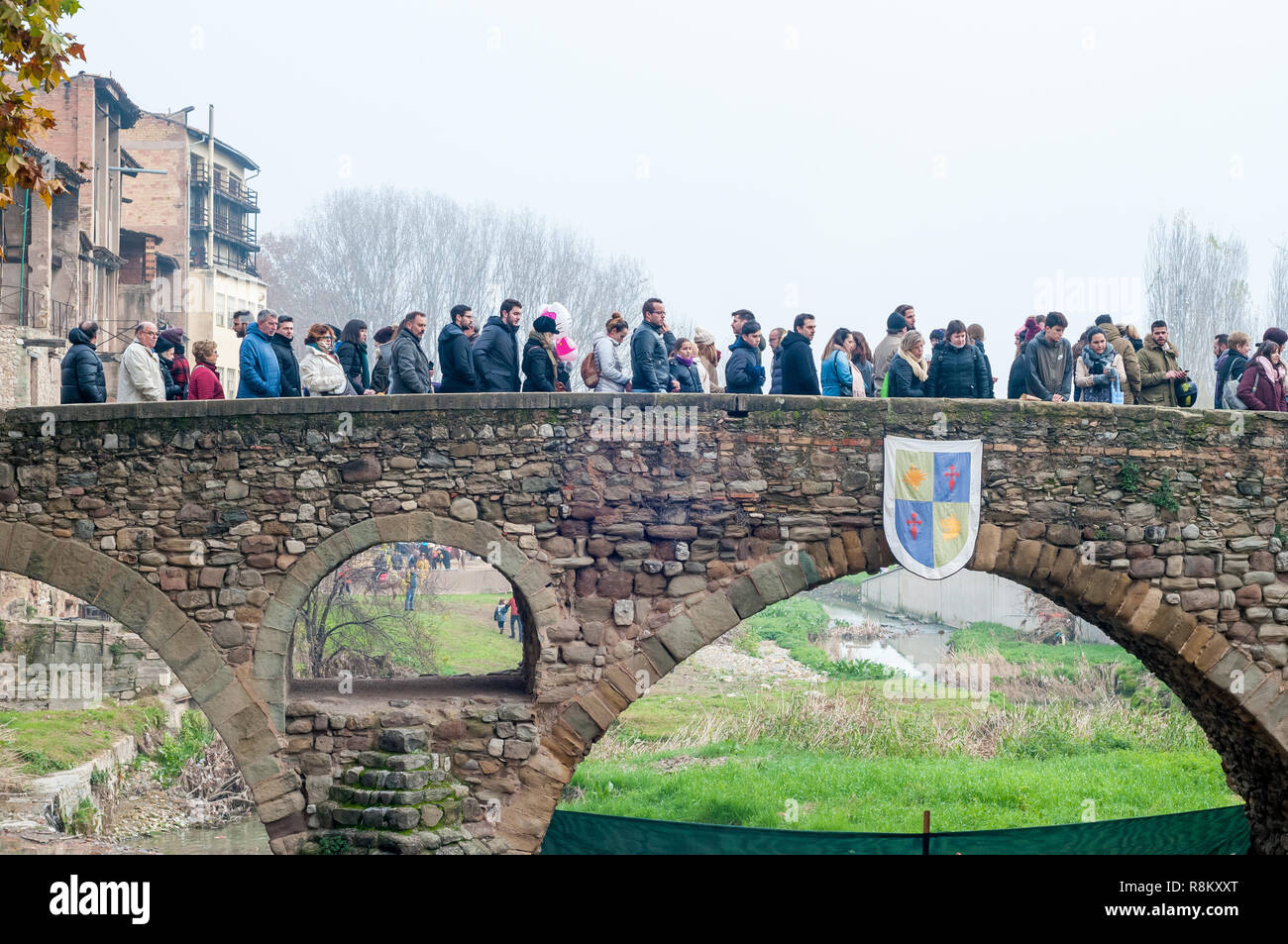 group of people in the annual Medieval Festival in the city of Vic ...