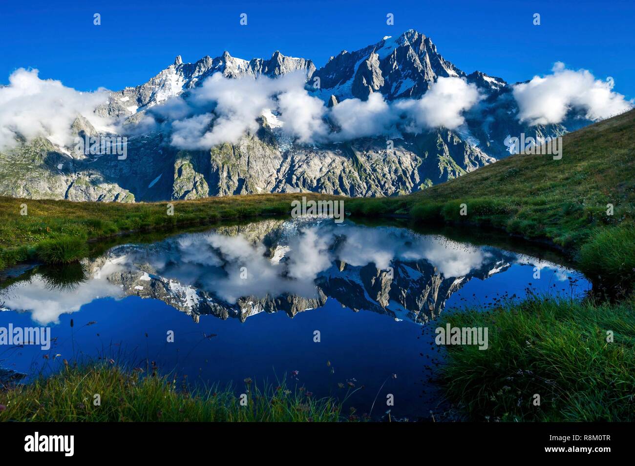 Italy, Courmayeur, Val Ferret, Tour du Mont-Blanc, ridges of la ...