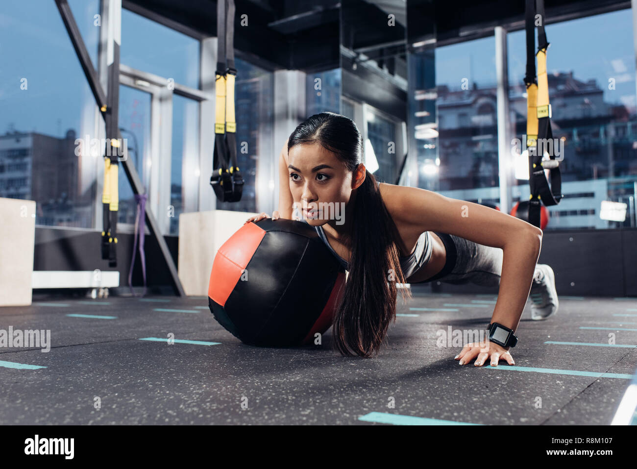 Woman exercise ball push ups hi-res stock photography and images - Alamy