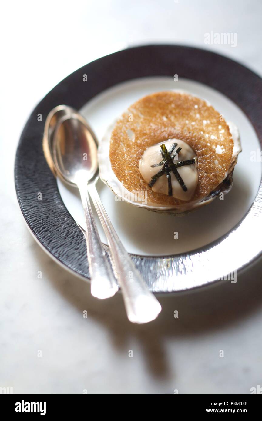 France, Paris, Maison Rostang restaurant by Michel Rostang, oysters in ...