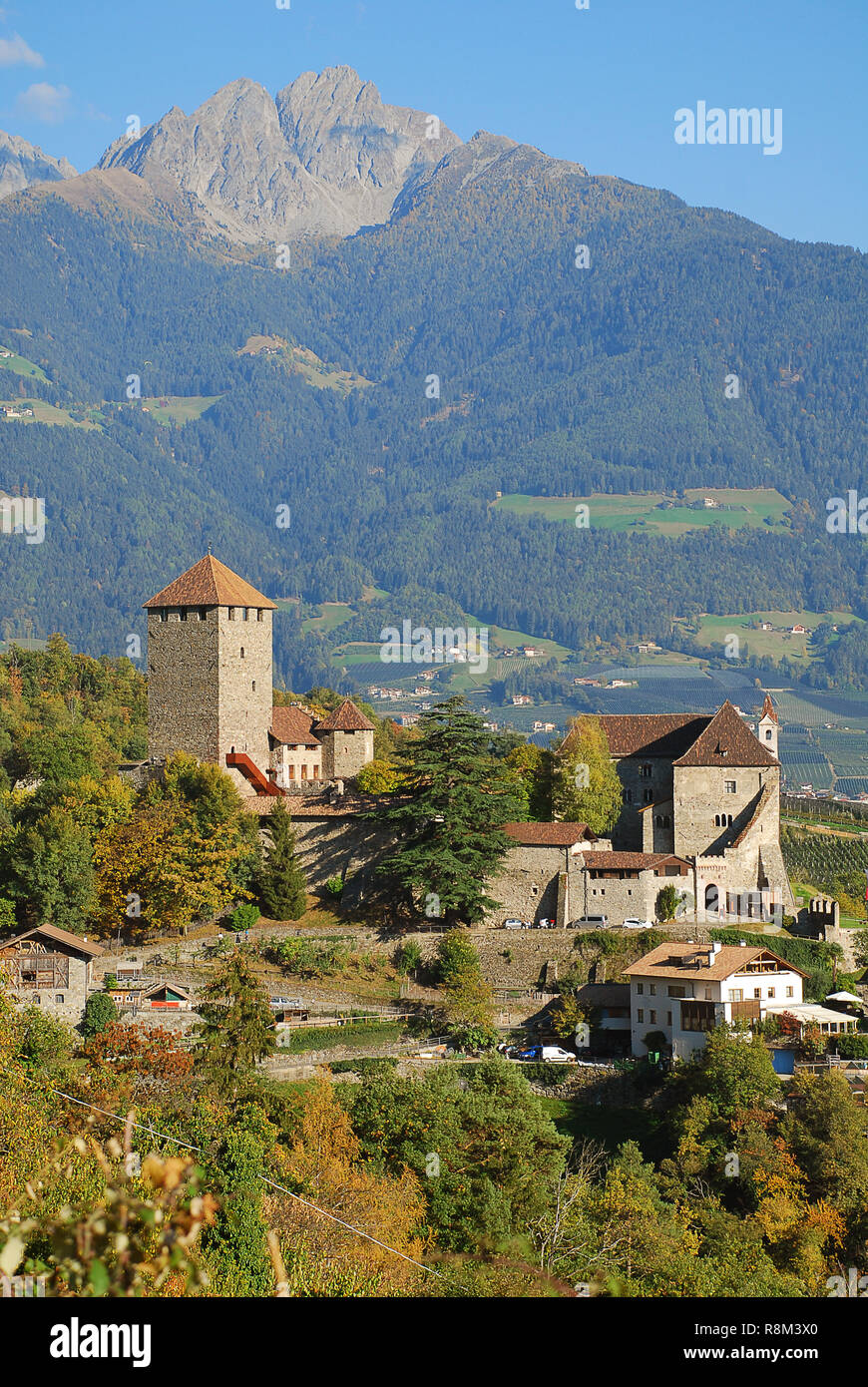 Tyrol Castle in Tirolo, South Tyrol, Italy. Tyrol Castle is home to the ...