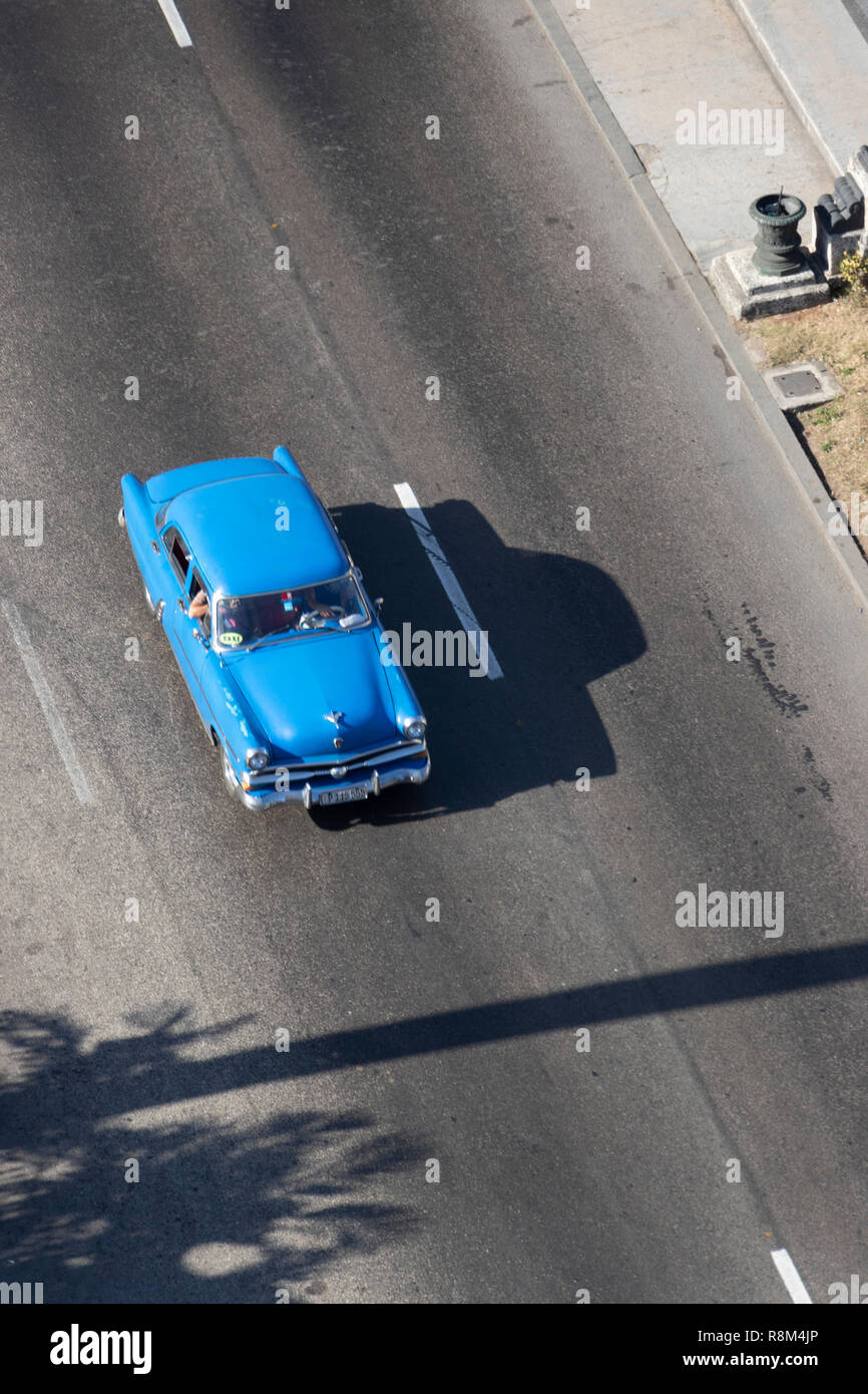 vintage American 1950s car from above driving in Havana Cuba Stock ...
