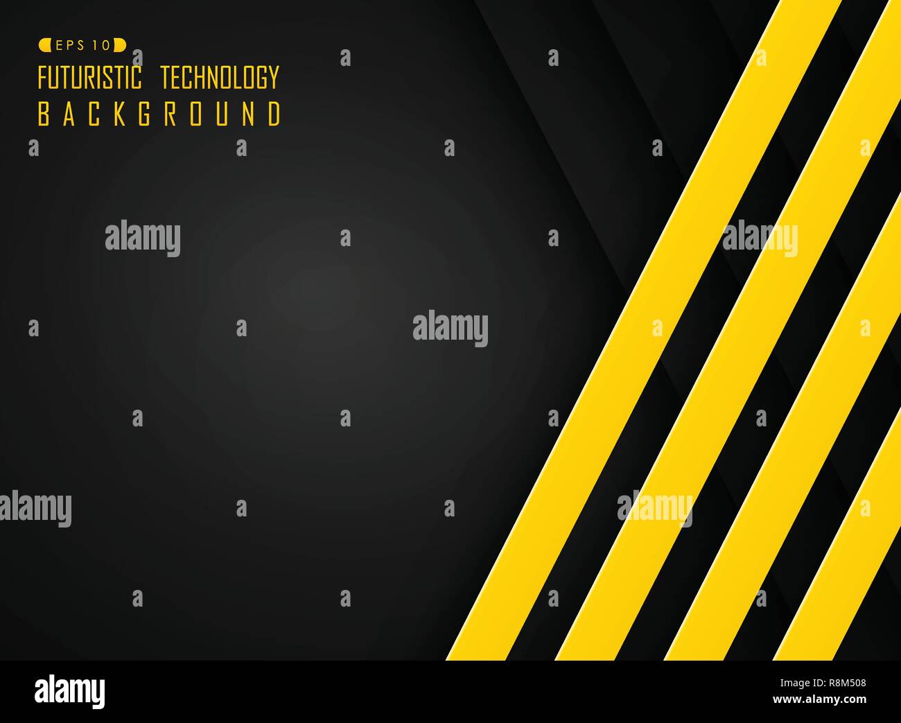 Abstract of line pattern hi tech futuristic technology black and yellow color background, vector ...