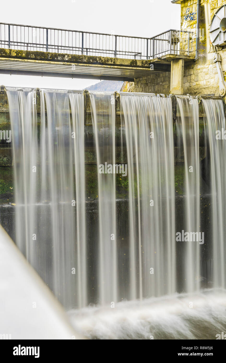 amazing image of a small dam on Doyards lake in Vielsalm on a wonderful ...