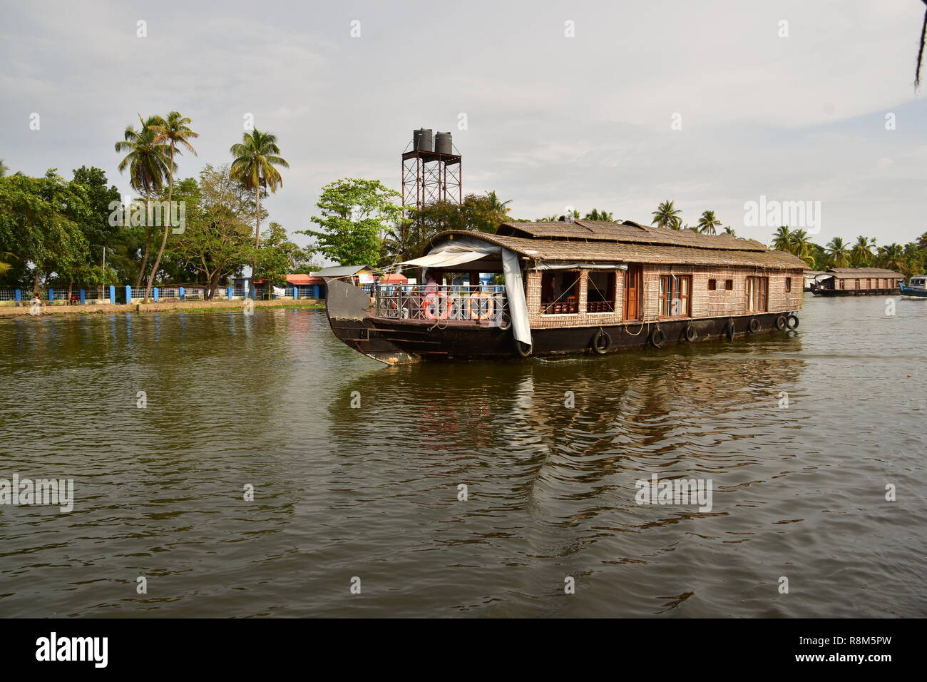 Kettuvallam houseboat on Backwater, Vembanad Lake, Alleppey, Kerala ...