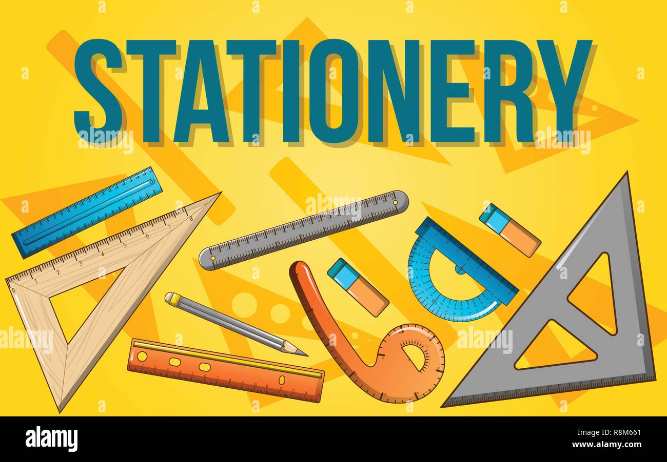 Stationery concept banner, cartoon style Stock Vector Image & Art - Alamy