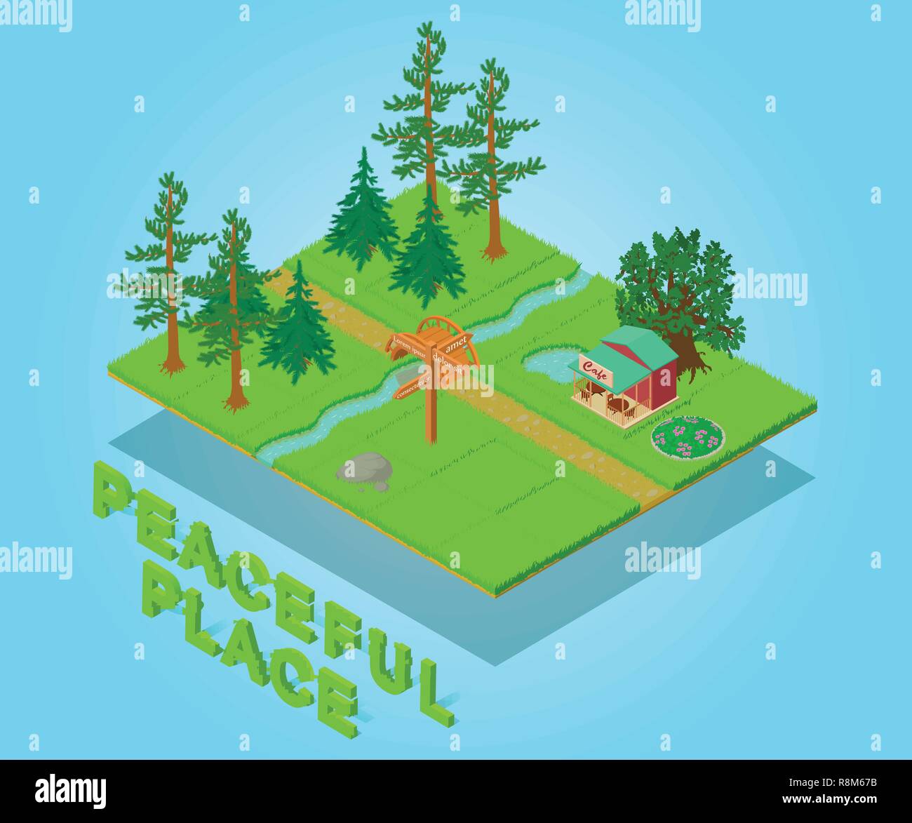 Peaceful place concept banner, isometric style Stock Vector Image & Art ...