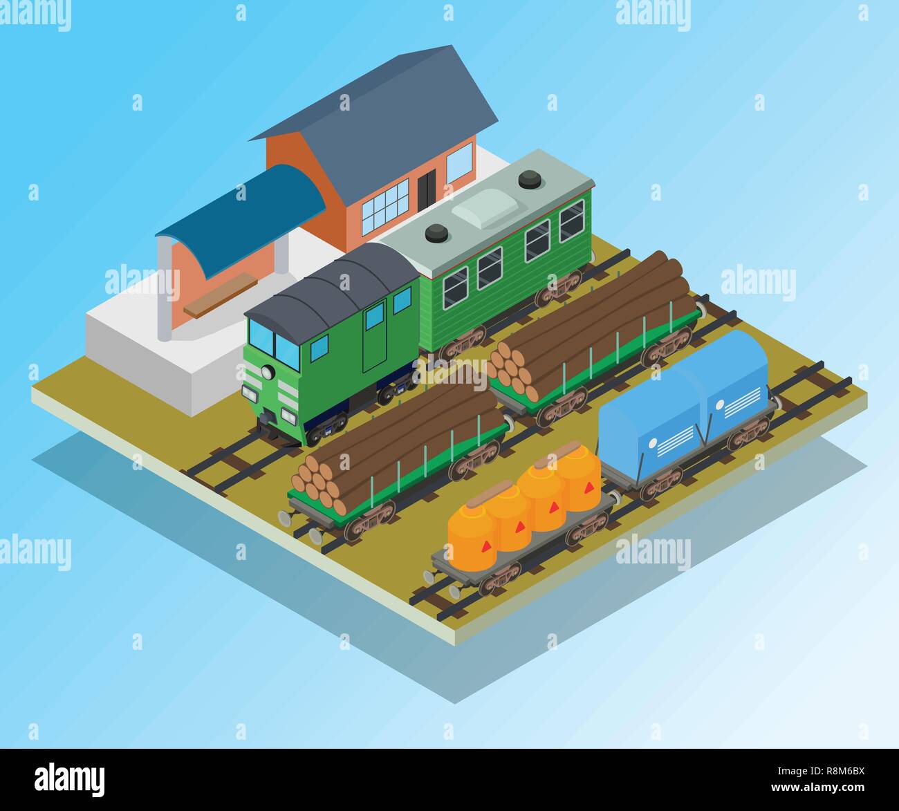 Train station concept banner, isometric style Stock Vector Image & Art ...