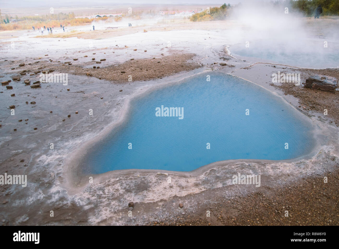 Geological formations with thermal hot water springs with mineral salts ...