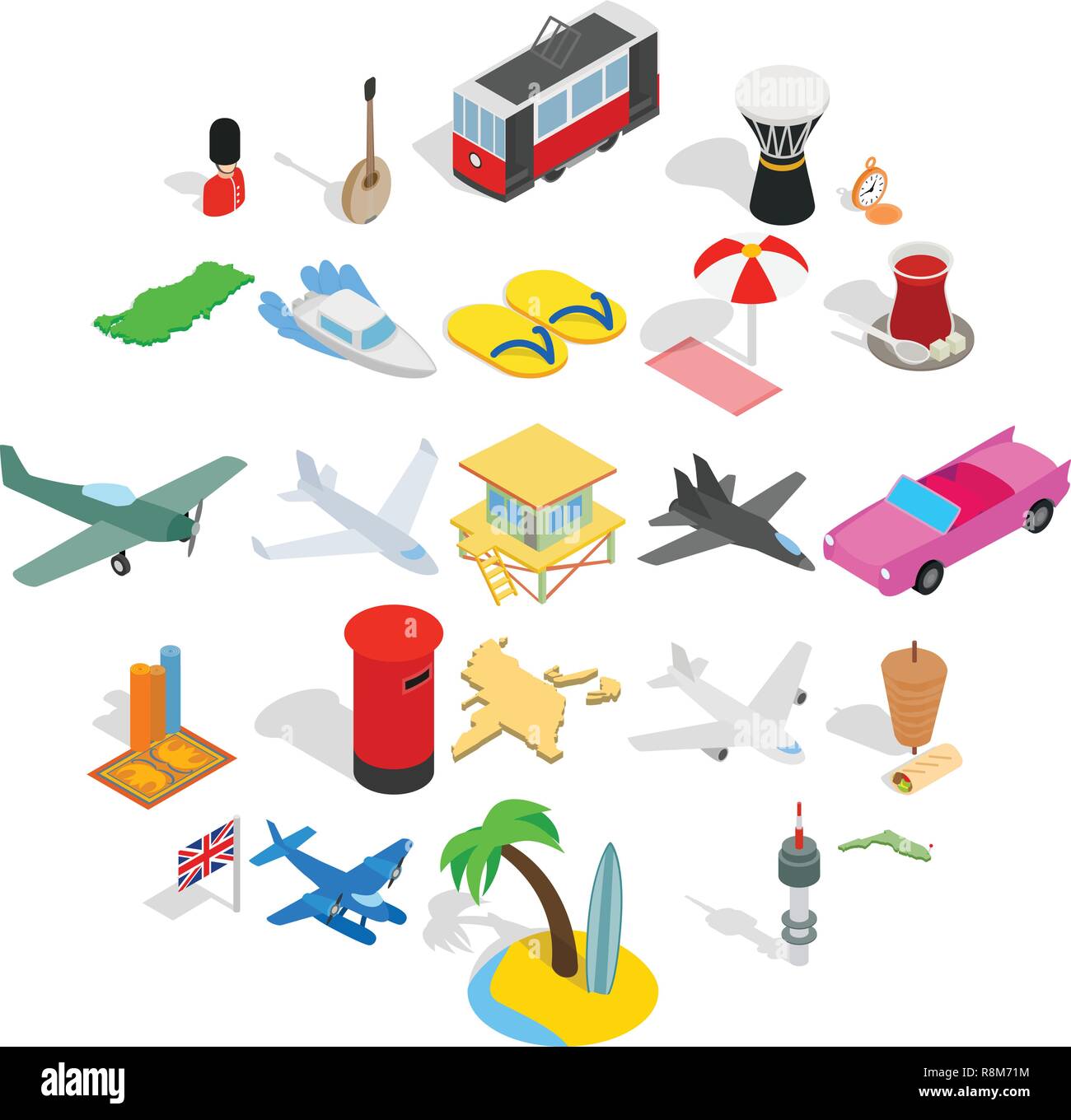 Memorable place icons set, isometric style Stock Vector Image & Art - Alamy