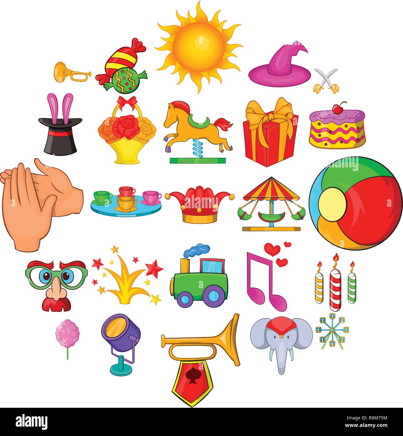 Traveling circus icons set, cartoon style Stock Vector Image & Art - Alamy