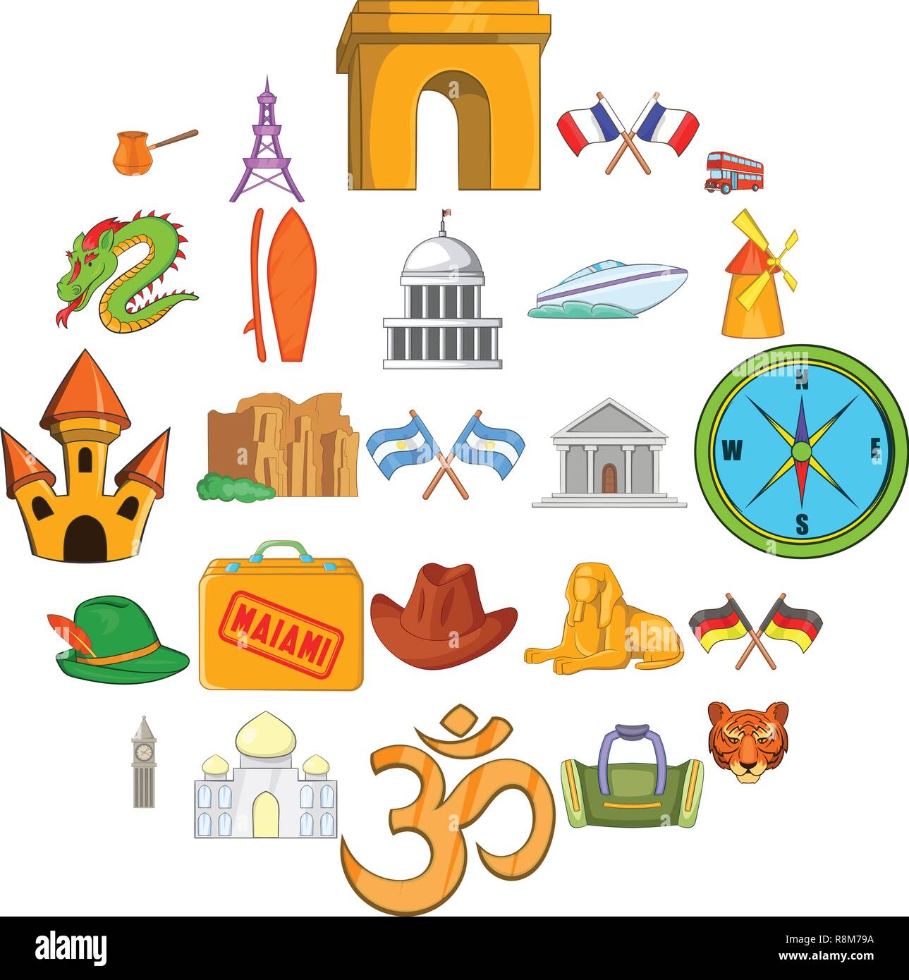 Excursion trip icons set, cartoon style Stock Vector Image & Art - Alamy