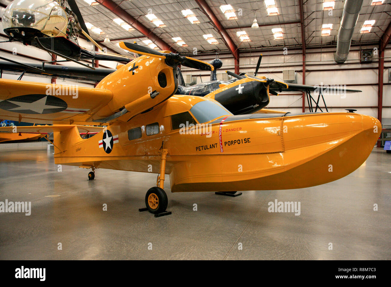 Yellow Grumman J4F-2 Widgeon amphibian plane from 1941 on display at ...