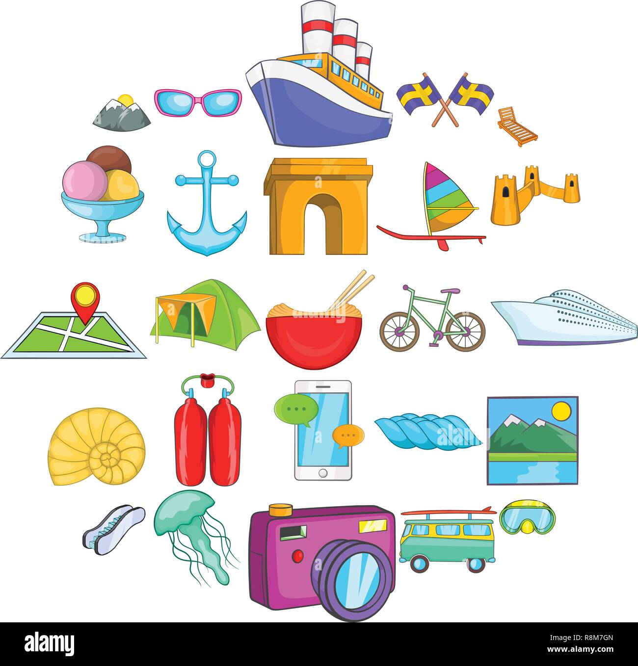 Exploring the world icons set, cartoon style Stock Vector Image & Art ...