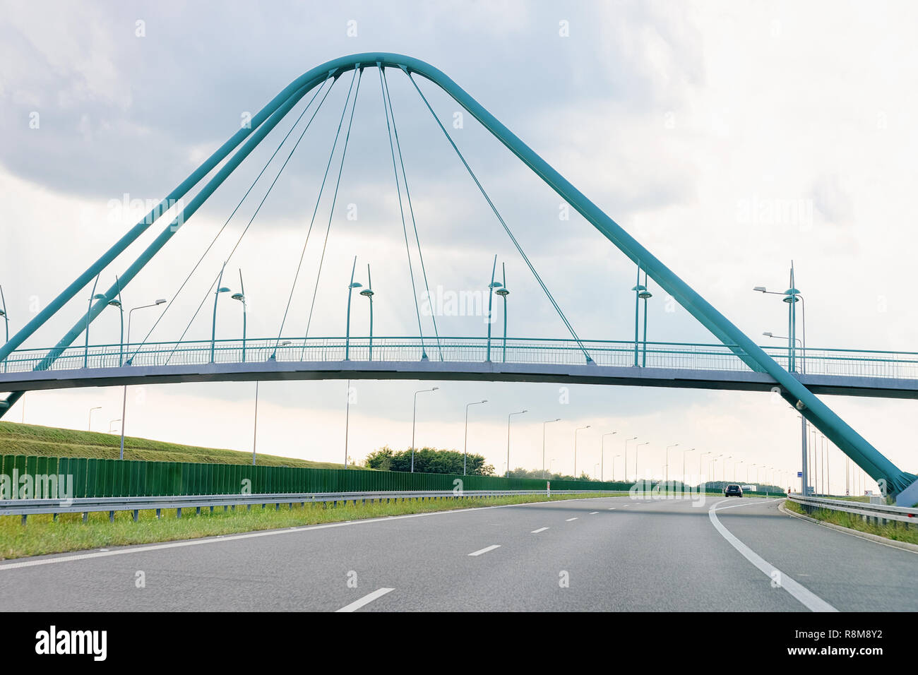 Arched Bridge on modern highway road in Czech republic, Europe Stock ...