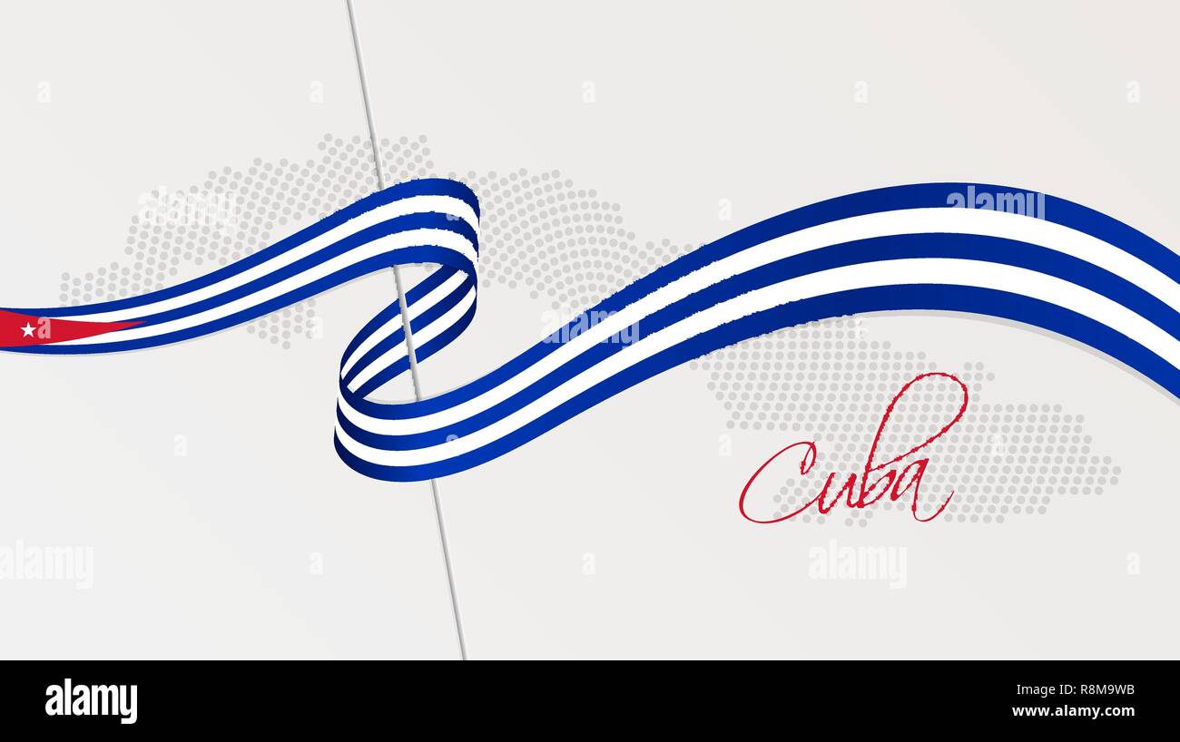 Vector illustration of abstract radial dotted halftone map of Cuba and ...