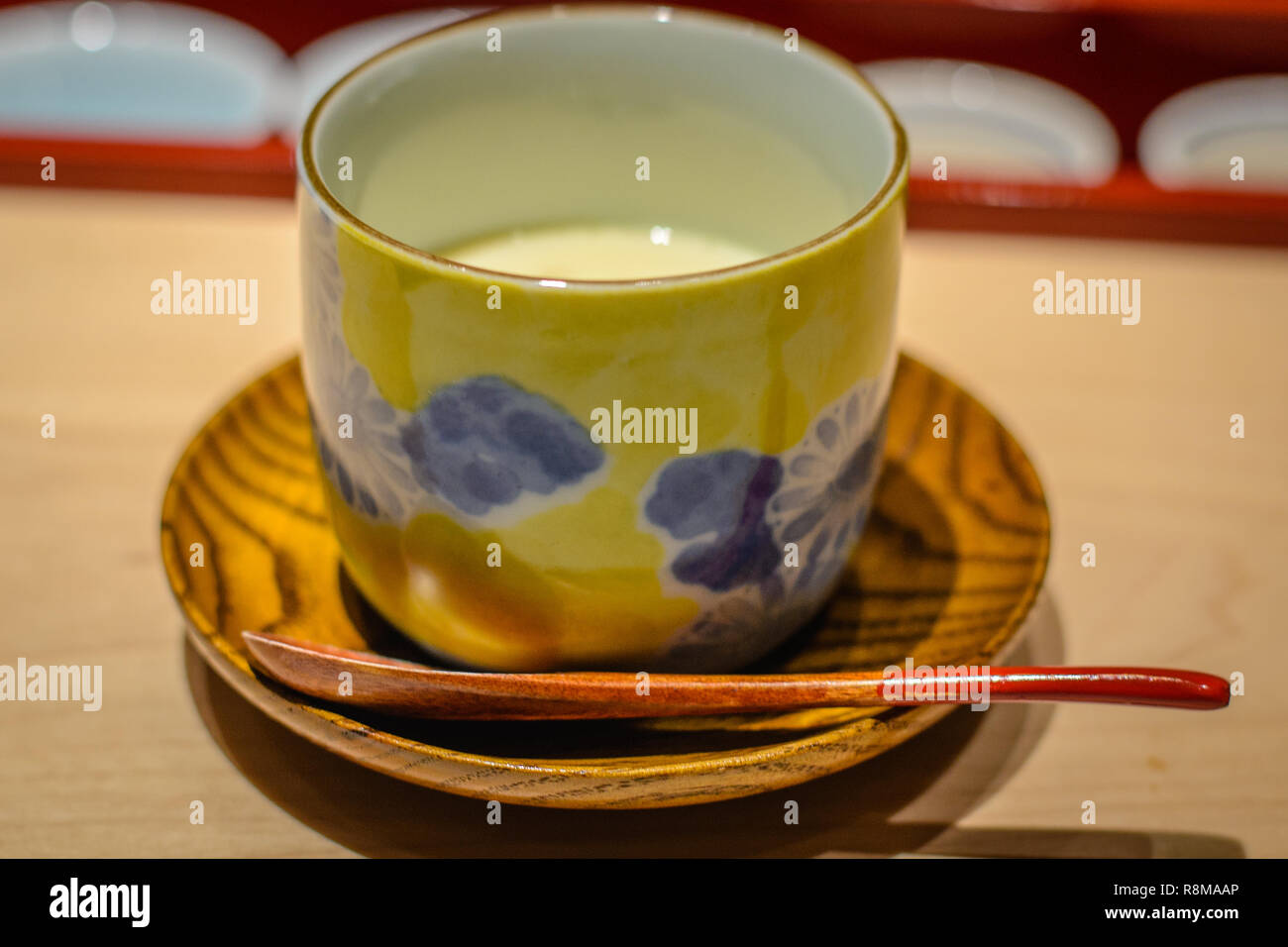 Chawanmushi steamed egg with white fish and gingko nuts Stock Photo - Alamy