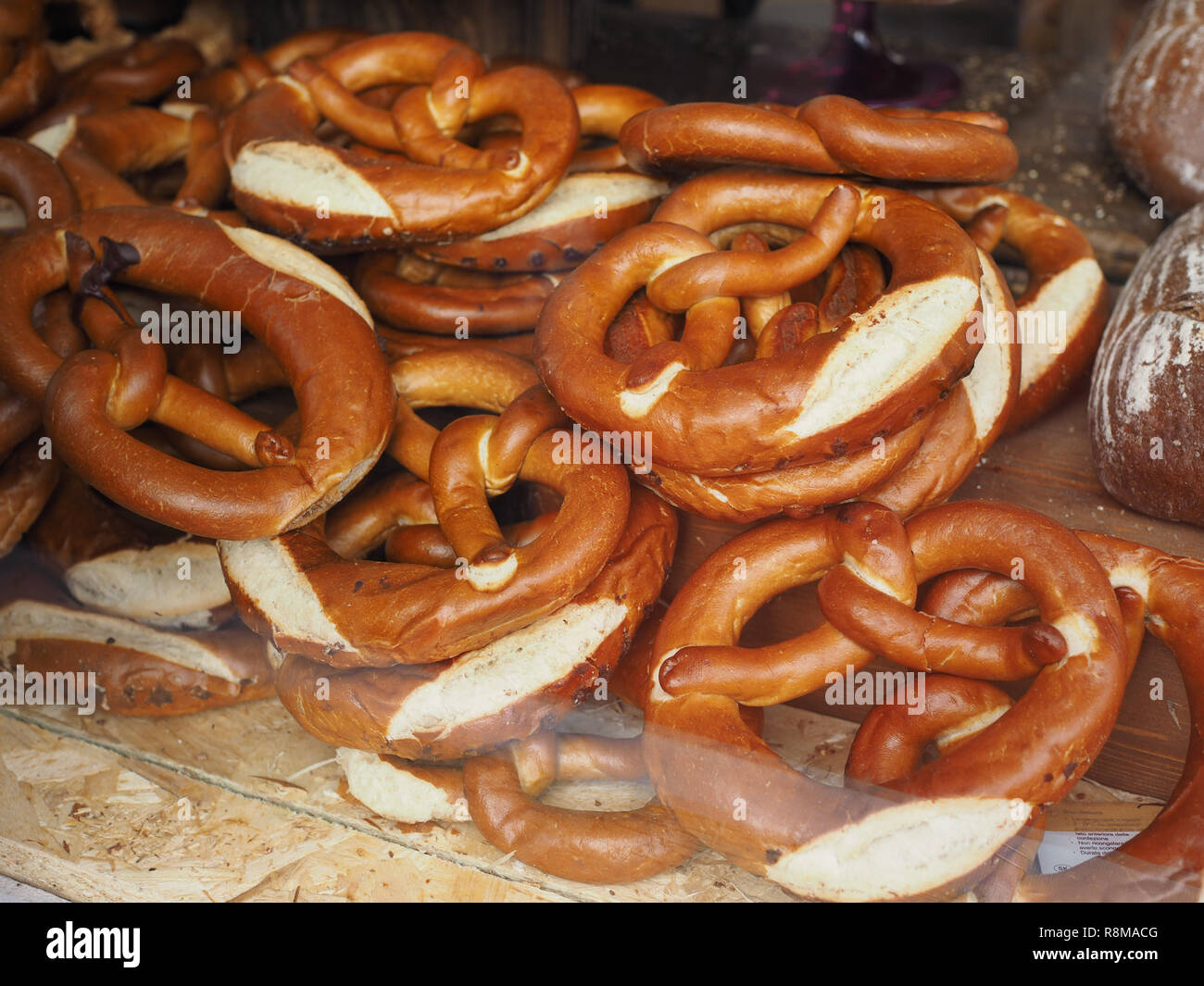 pretzel bread (aka Brezel or bretzel) baked food Stock Photo - Alamy