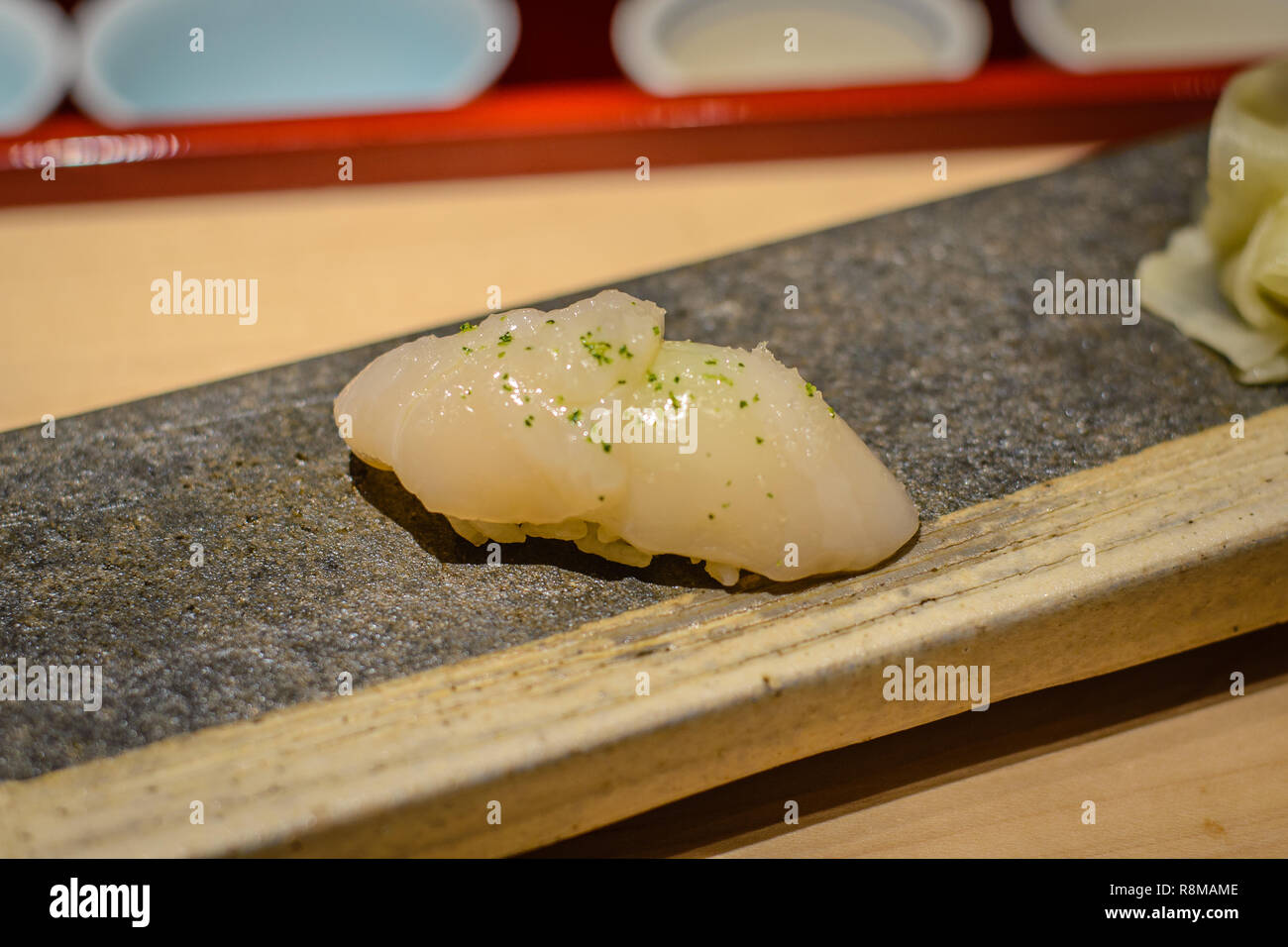 Raw fish on rice hi-res stock photography and images - Alamy