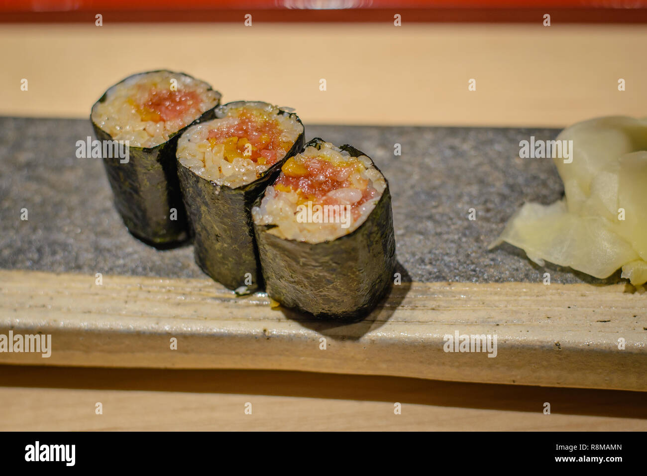 Raw fish on rice hi-res stock photography and images - Alamy