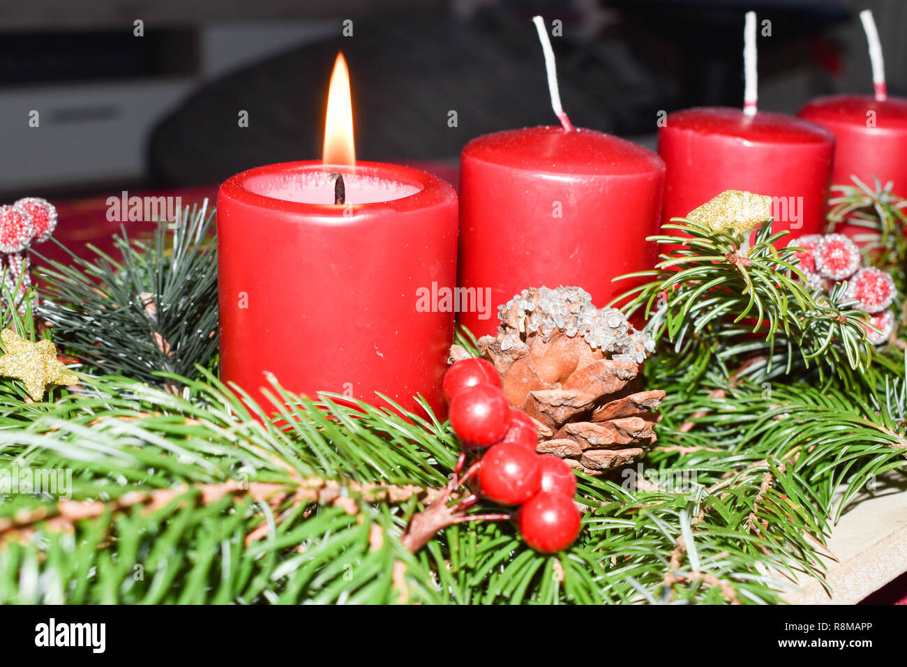 The Advent wreath or Advent crown Stock Photo - Alamy