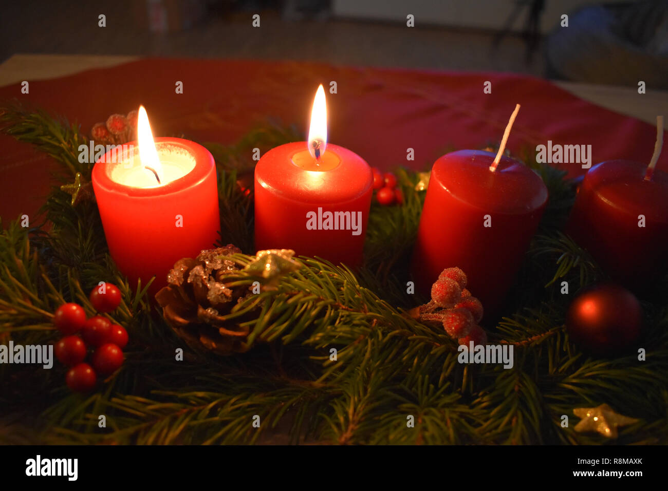 The Advent wreath or Advent crown Stock Photo - Alamy