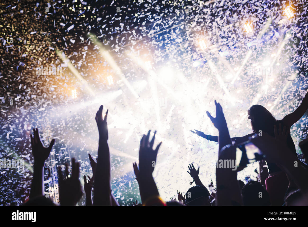 Portrait of happy crowd enjoying at music festival Stock Photo - Alamy