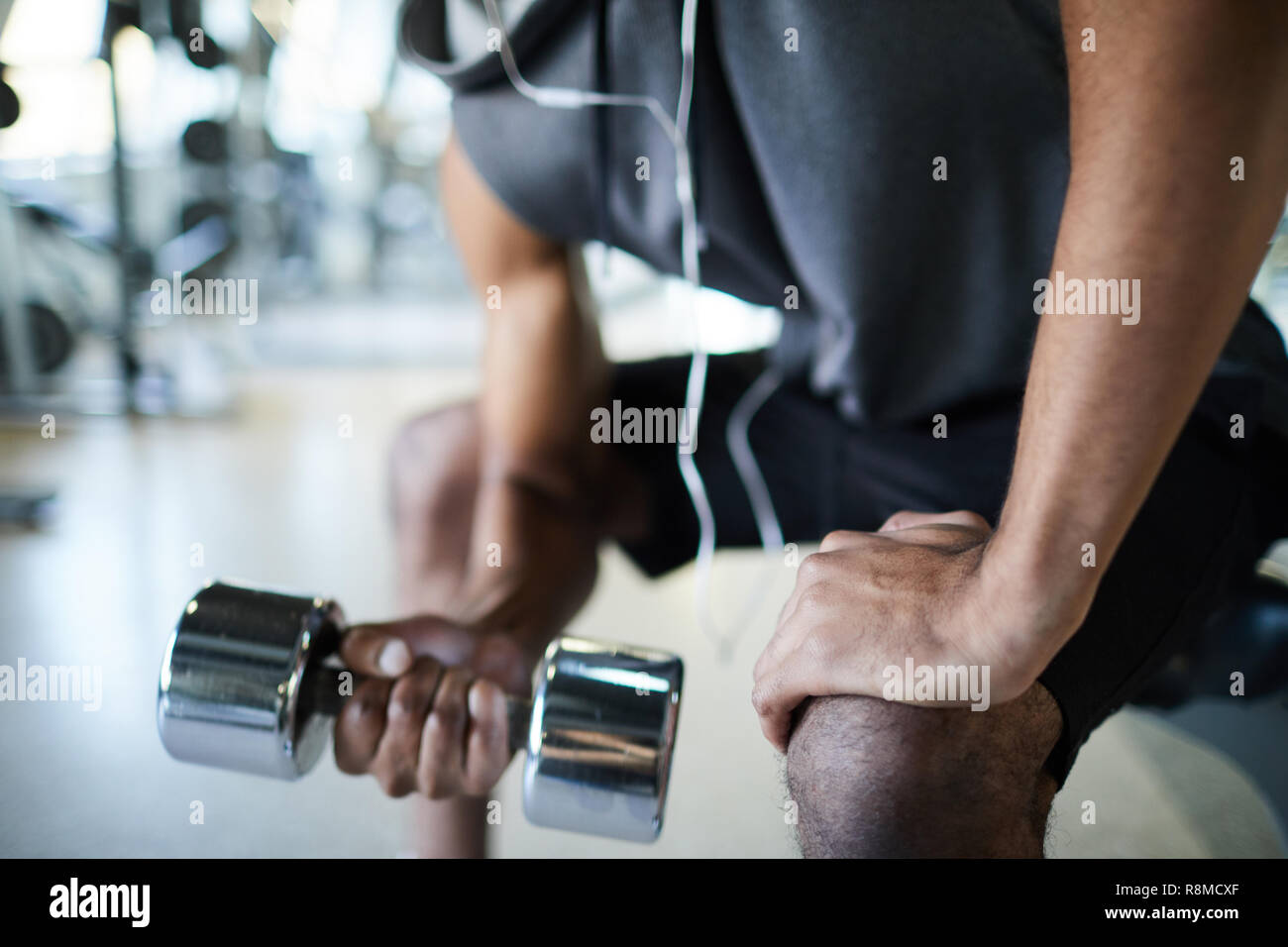 African american sportsman dumbbell exercising hi-res stock photography ...