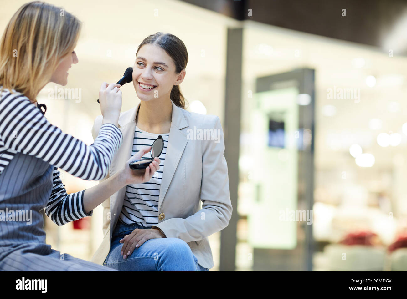 Testing facial powder Stock Photo - Alamy
