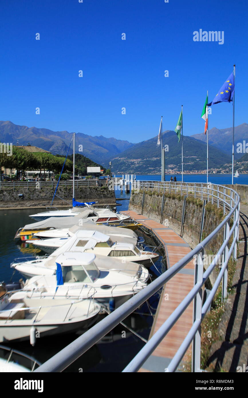 Segelboote, Schiffe, im kleinen Hafen von Colico, am Comer See, Italien ...