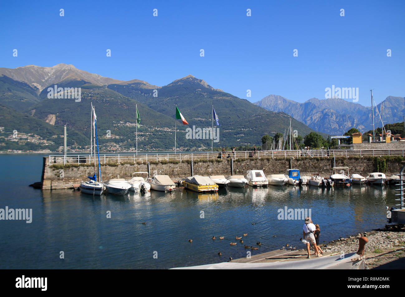 Segelboote, Schiffe, im kleinen Hafen von Colico, am Comer See, Italien ...