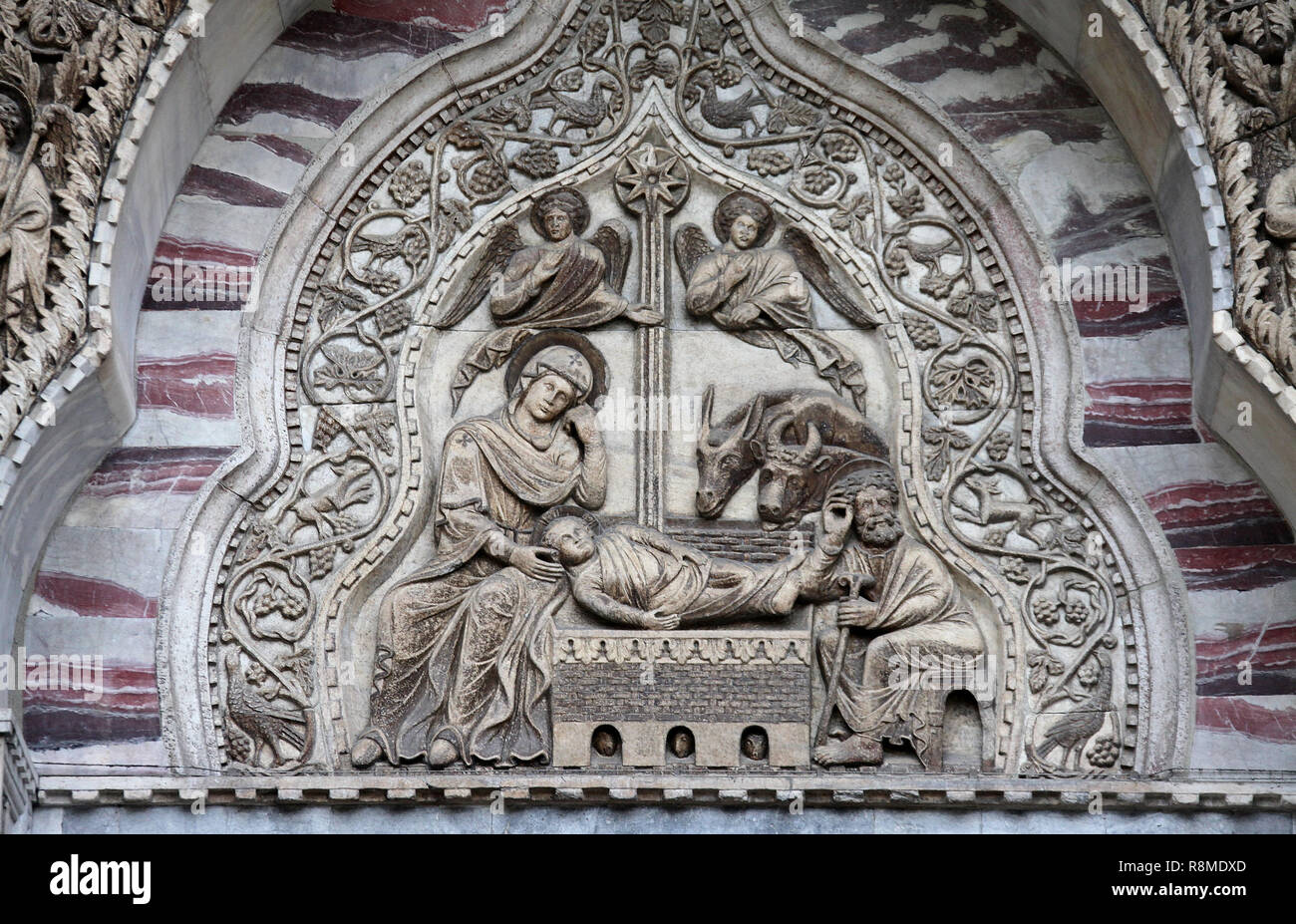 Nativity sculpture on the Basilica of Saint Mark in Venice Stock Photo ...