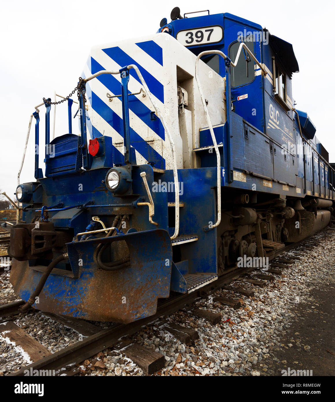 Great Lakes Central Railroad engine #397 in the train yard in Owosso ...