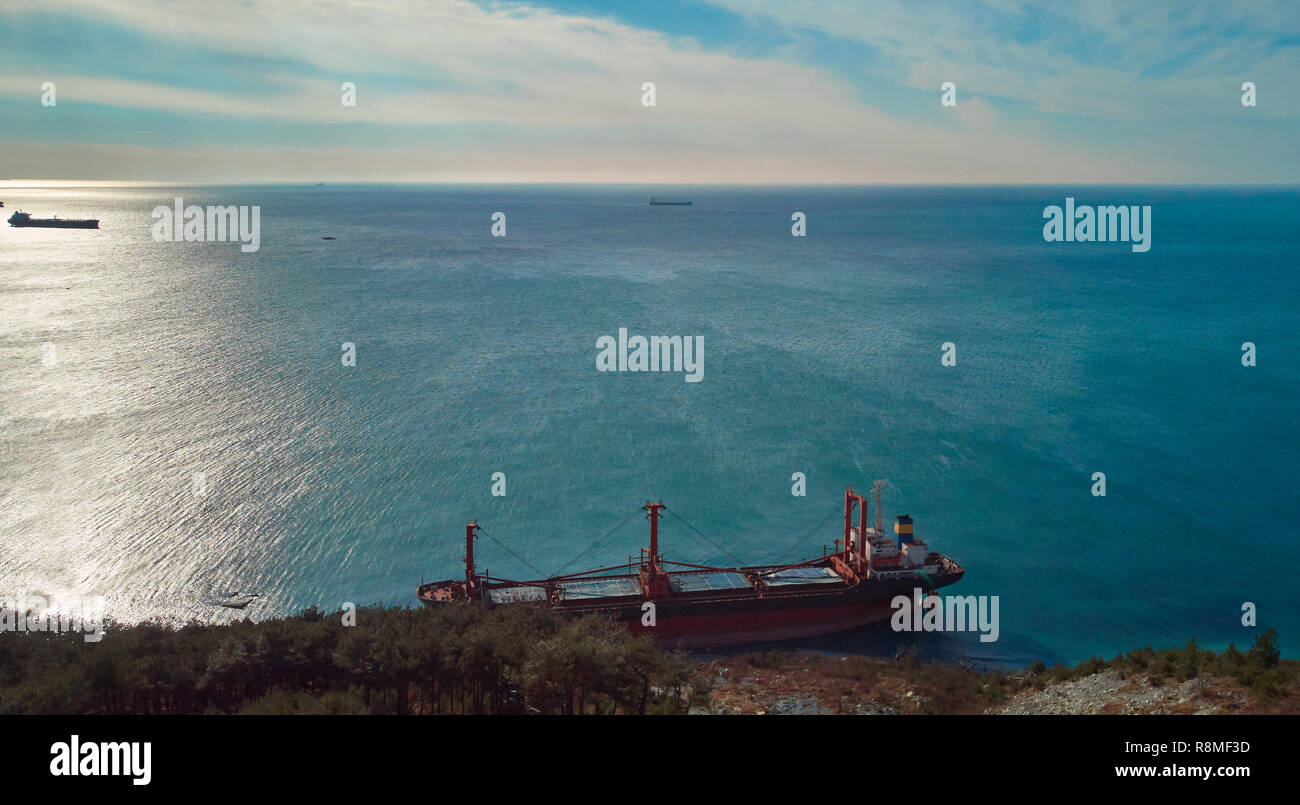 cargo ship stranded Stock Photo - Alamy