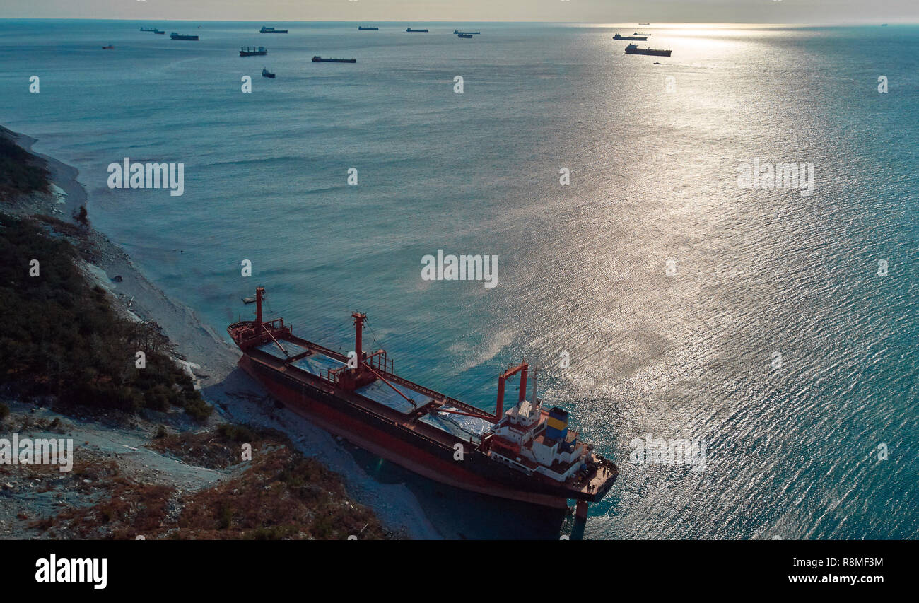 cargo ship stranded Stock Photo - Alamy