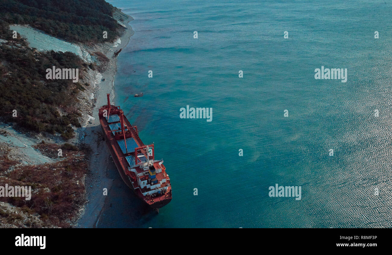 cargo ship stranded Stock Photo - Alamy