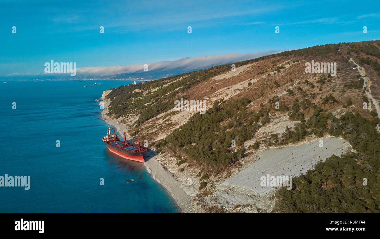 cargo ship stranded Stock Photo - Alamy