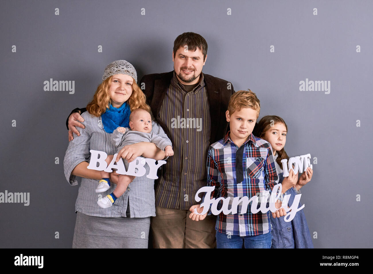 Portrait of beauiful european family Stock Photo - Alamy