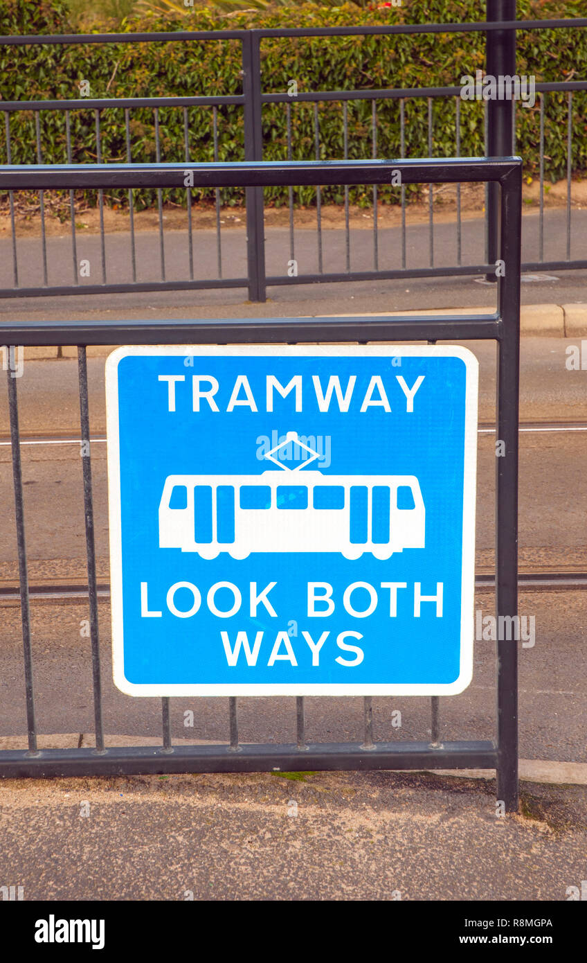 Tram crossing warning sign hi-res stock photography and images - Alamy