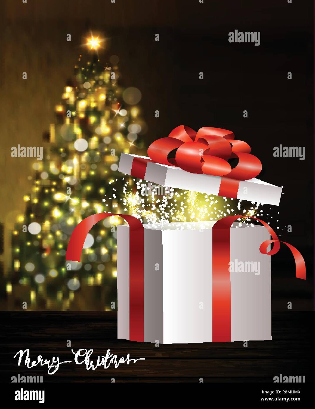 Christmas background with open red box Stock Vector Image & Art - Alamy