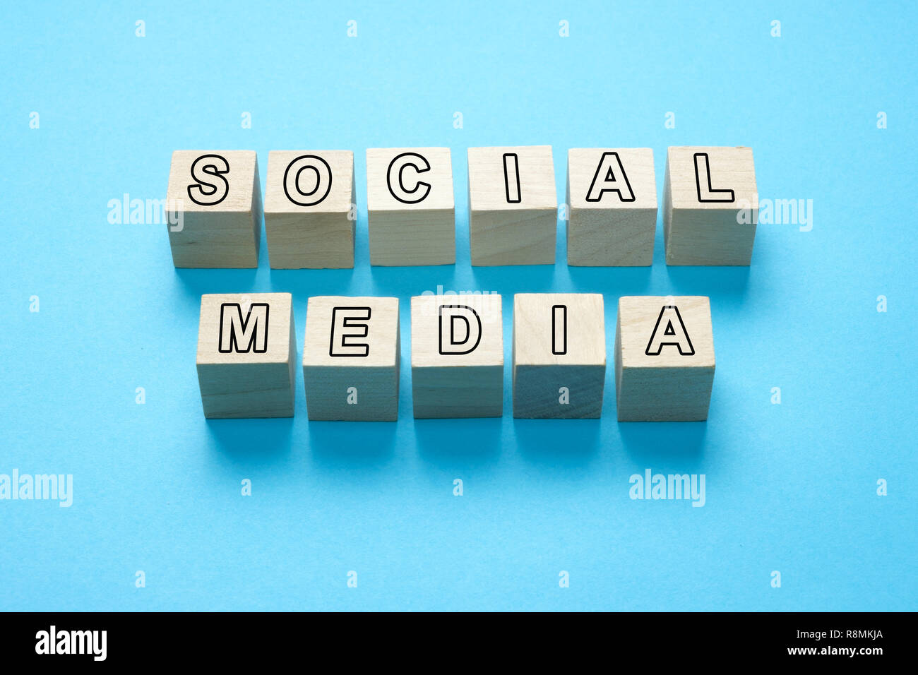 Social media text on wood cubes Stock Photo - Alamy