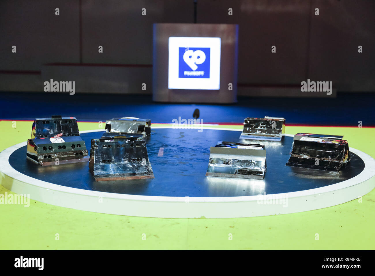 Tokyo, Japan. 16th Dec, 2018. Sumo robots on display during the ''All ...